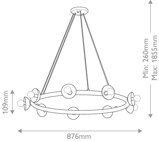 Kichler KL-PALTA9-CPZ - Lustr na lanku PALTA 9xE14/40W/230V zlatá