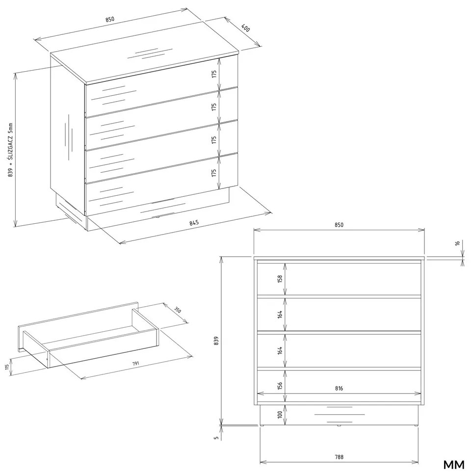 Komoda AMBER 4S kašmír