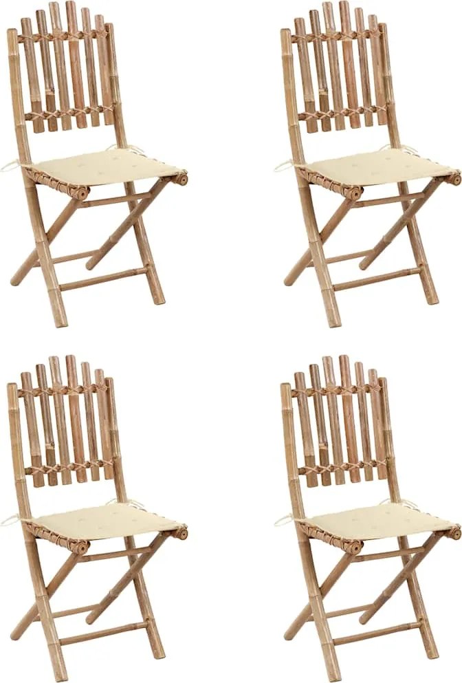 5dílný skládací zahradní jídelní set s poduškami bambus 3063962