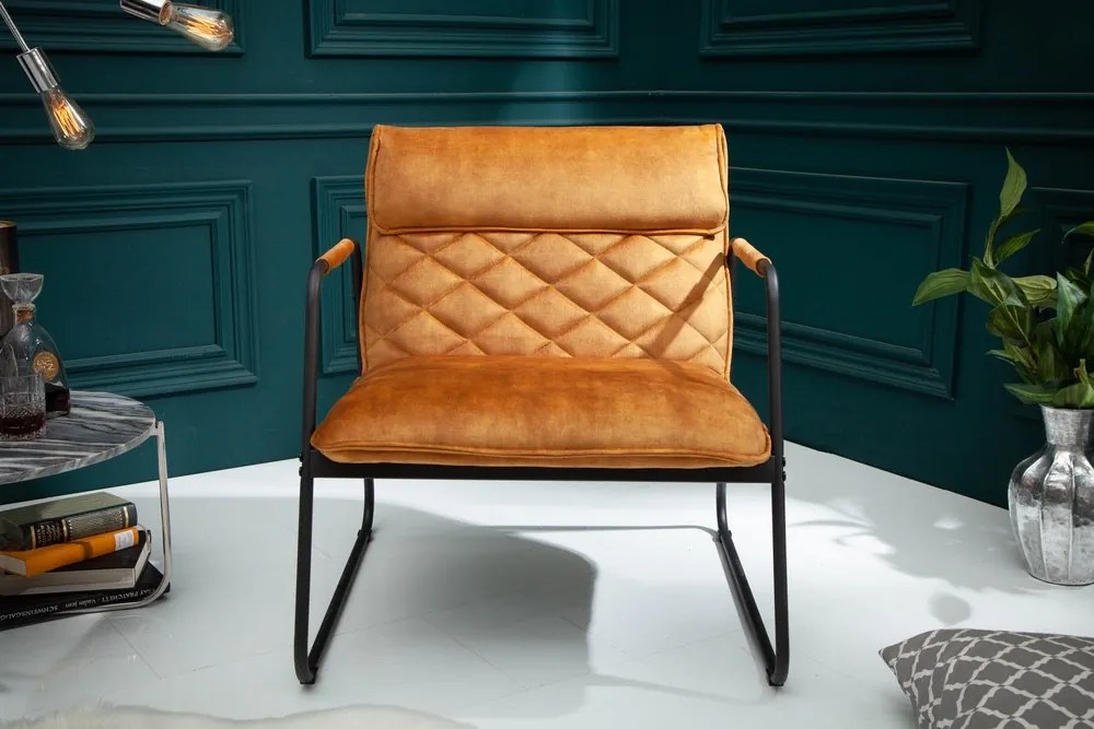 Designové křeslo Derrick hročicově žlutý samet