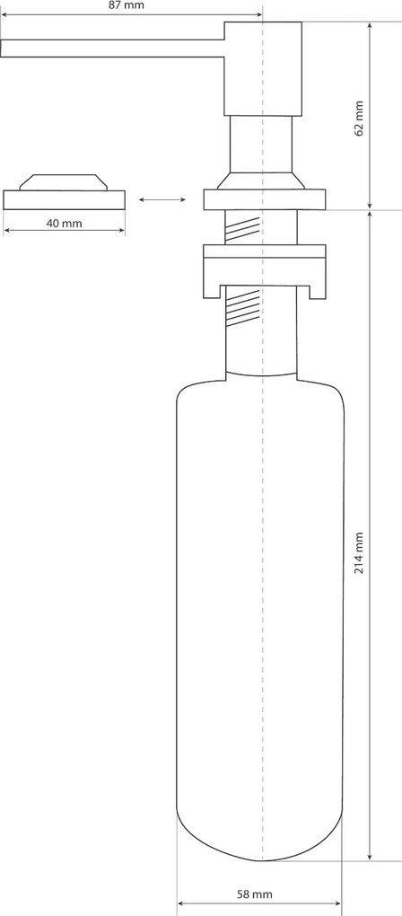 Gamma Sink Quality Quatro, dávkovač saponátu pro kuchyňský dřez 400ml, chromová, GMA-DOK-CH