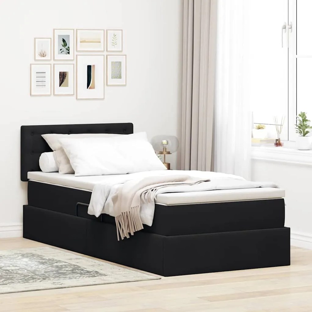 Postel s úložným prostorem s čelo Černá 100 x 200 cm samet 3370859