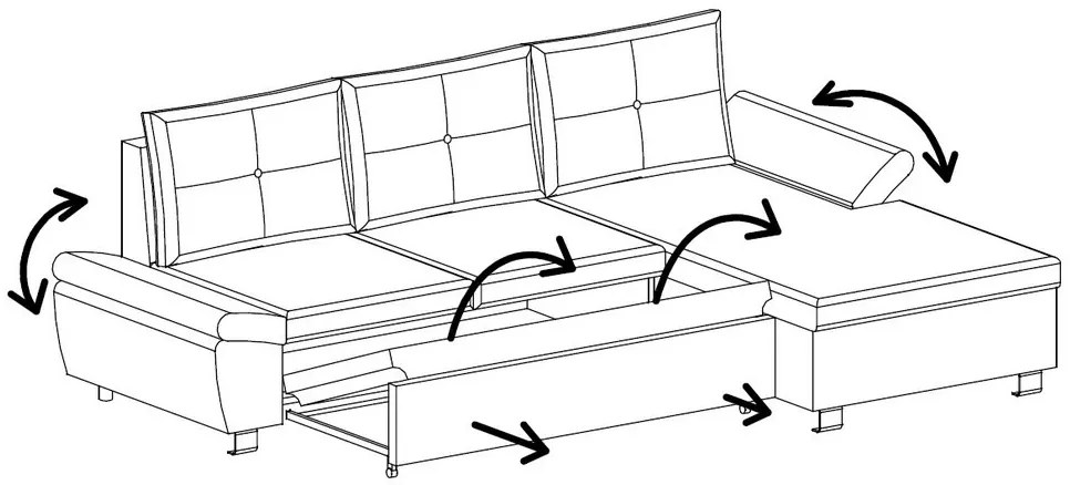 Rohová sedačka Madeira 1A, tmavá šedá látka, pravý roh