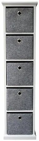 Danish style Regál policový s 5 plstěnými boxy Niel, 161 cm, bílá / šedá 3289