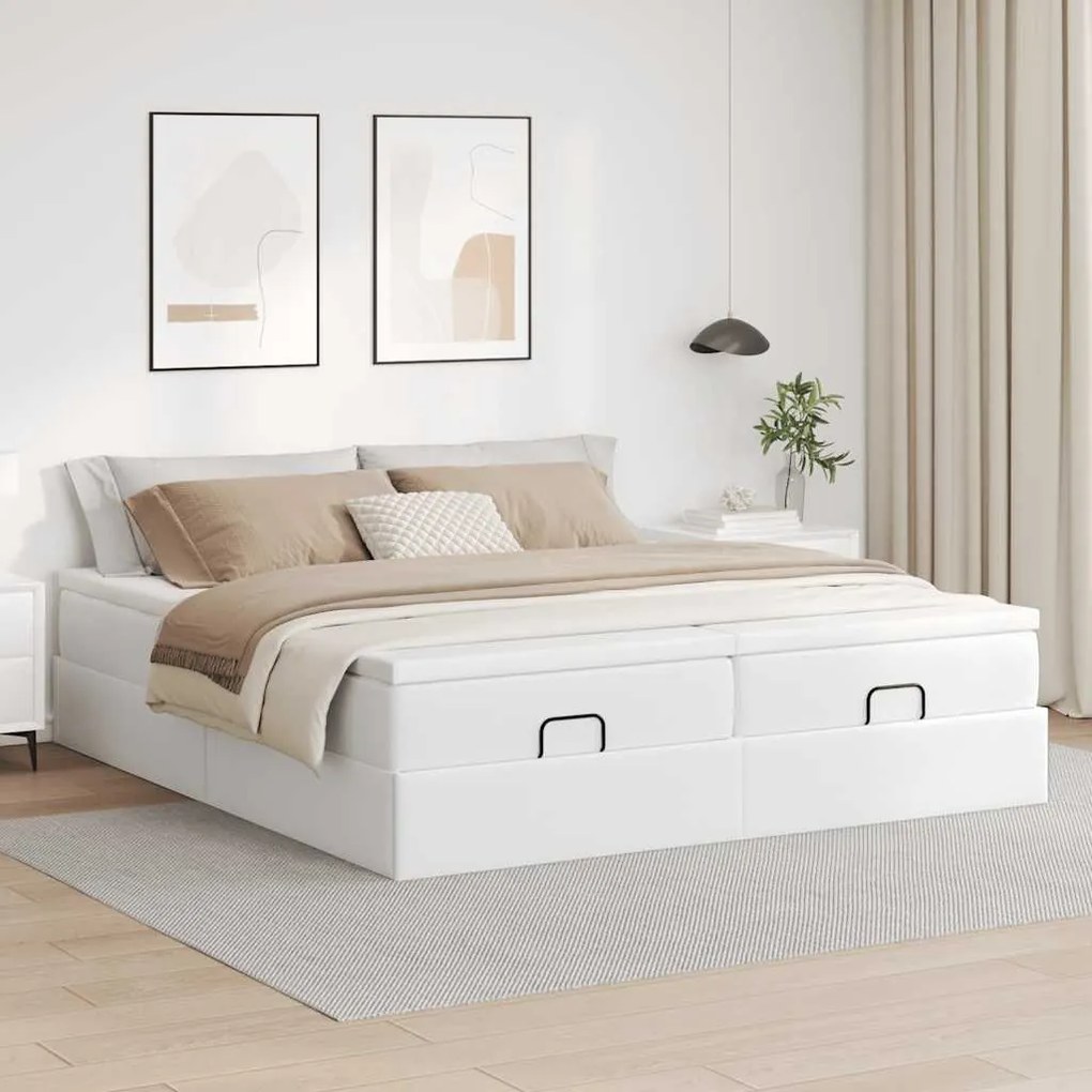 Osmanský rám postele s matrací bílý 180x200cm umělá kůže 3311225