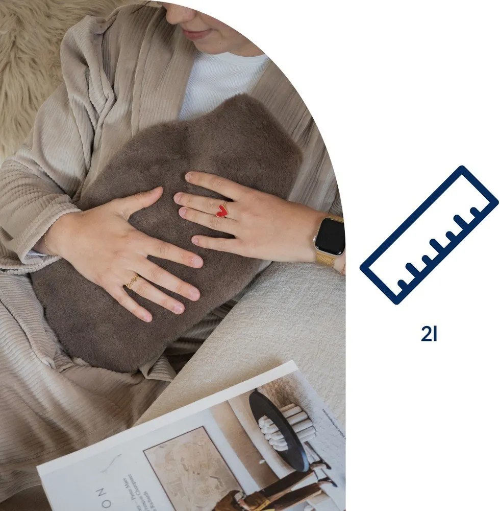 Taupe termofor z mikroplyše 2 l Warmers – Tiseco Home Studio