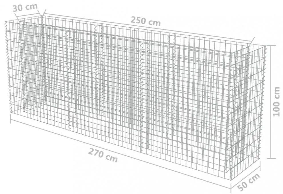 Gabionový vyvýšený záhon pozinkovaná ocel Dekorhome 270x50x50 cm