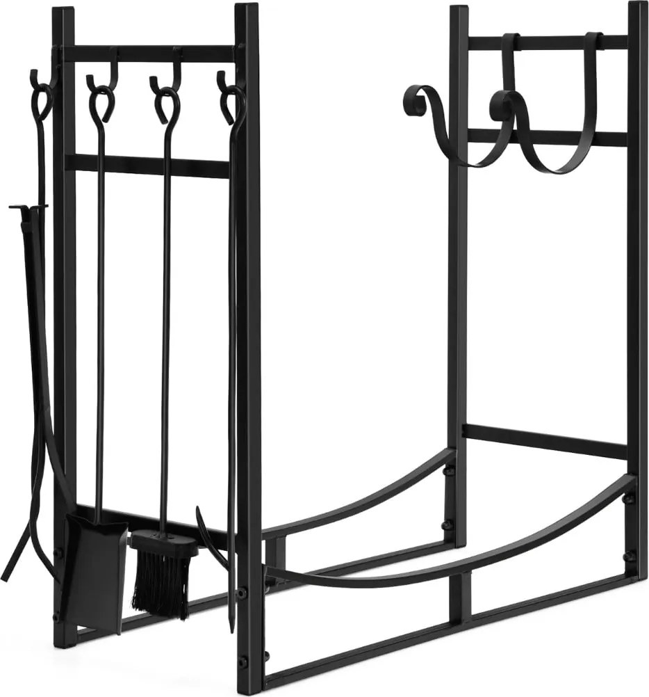 Costway Heavy Duty kovový stojan na palivové dříví a sada nářadí Držák