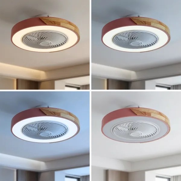 Brilagi - LED Stmív. svítidlo s ventilátorem LED/38W/230V 50 cm růžová/dub +DO