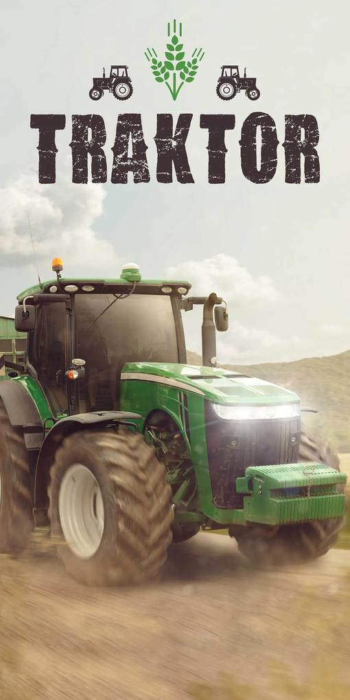 Jerry Fabrics Bavlněné povlečení 140x200 + 70x90 cm - Traktor "Green"
