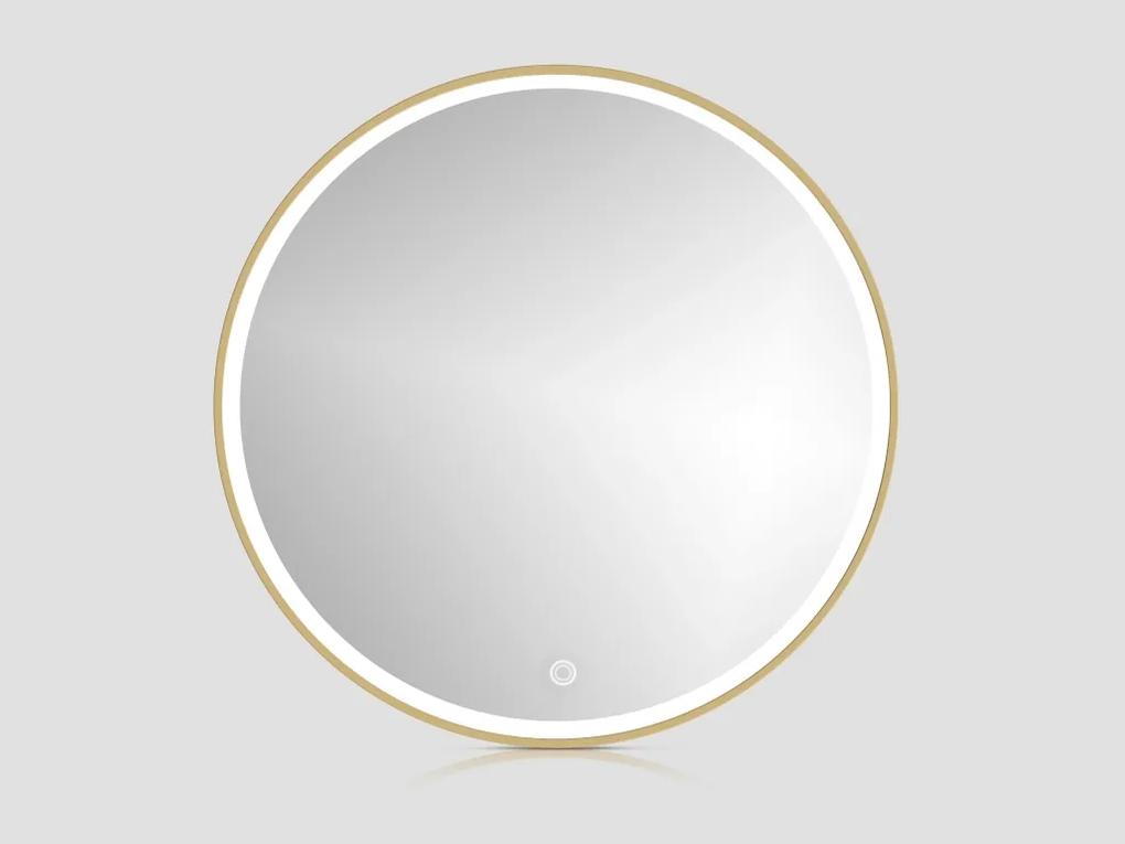 In-Design Zrcadlo RoundLine premium - zlatý matný rám, s LED osvětlením Vypínač: Bez vypínače, Průměr zrcadla (mm): 800
