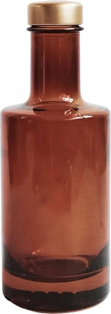 Skleněná láhev na olej 200 ml hnědá se zlatým uzávěrem VILO
