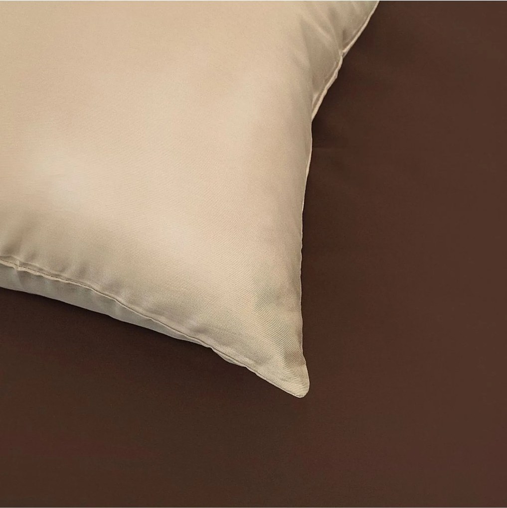 Saténové povlečení LUXURY COLLECTION tmavě hnědé/béžové - 1x 140/220, 1x 70/90cm