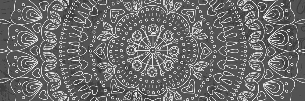 Obraz ručně kreslená Mandala v černobílém provedení