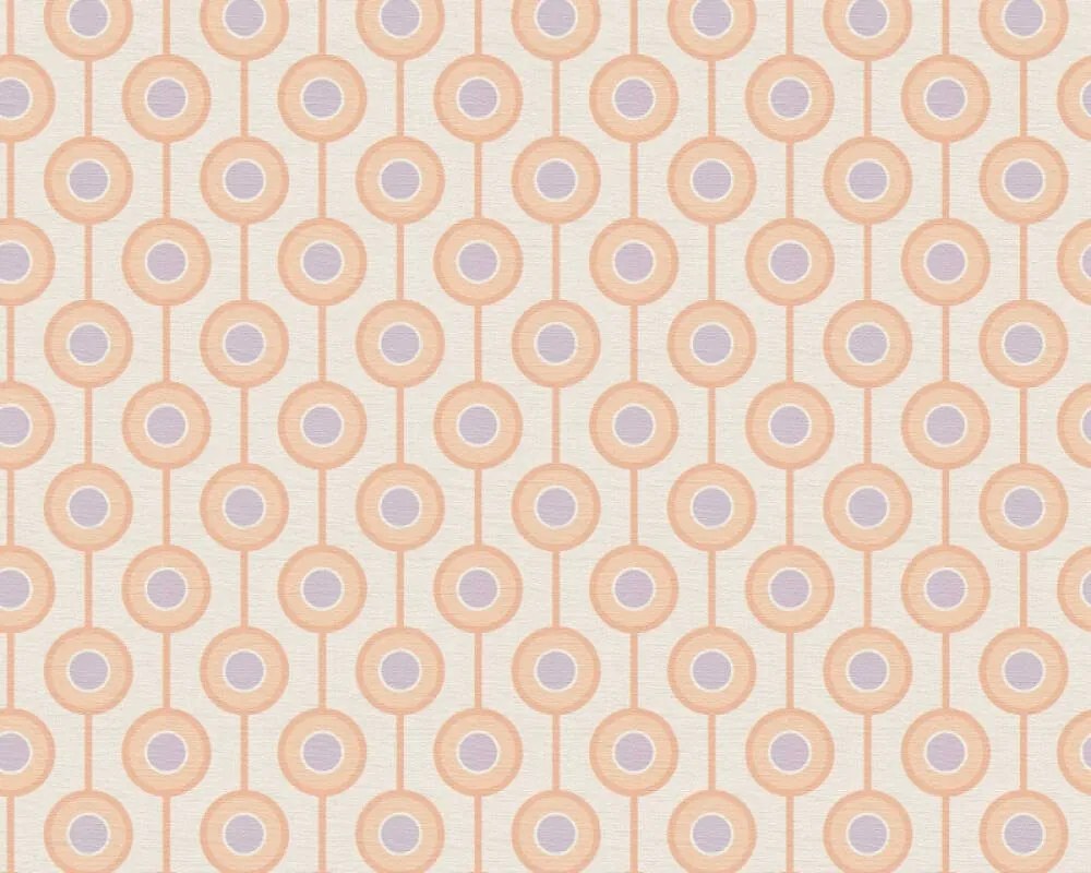 Vliesová tapeta retro, geometrická - fialová, oranžová 395375 / Tapety na zeď 39537-5 retro Chic (0,53 x 10,05 m) A.S.Création