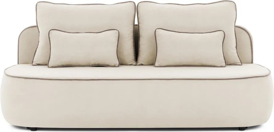 Béžová/taupe sametová rozkládací/s úložným prostorem pohovka 210 cm Saga – Ropez