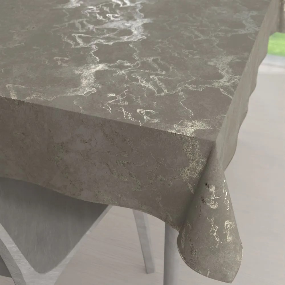 Biante Sametový obdélníkový ubrus Isabela IBL-019 Zlatý/kouřový mramor na šedobéžovém 80x120 cm