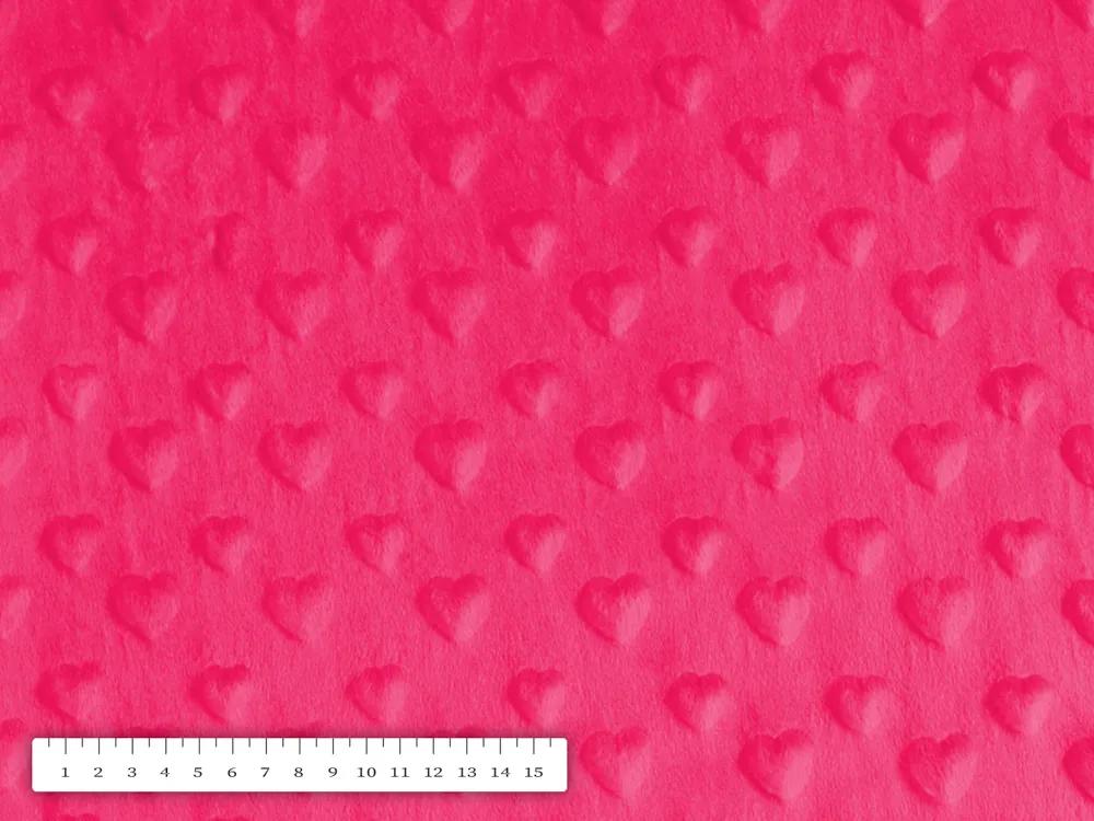 Biante Dětský povlak na polštář Minky 3D srdíčka MKS-009 Fuchsiový 30 x 50 cm