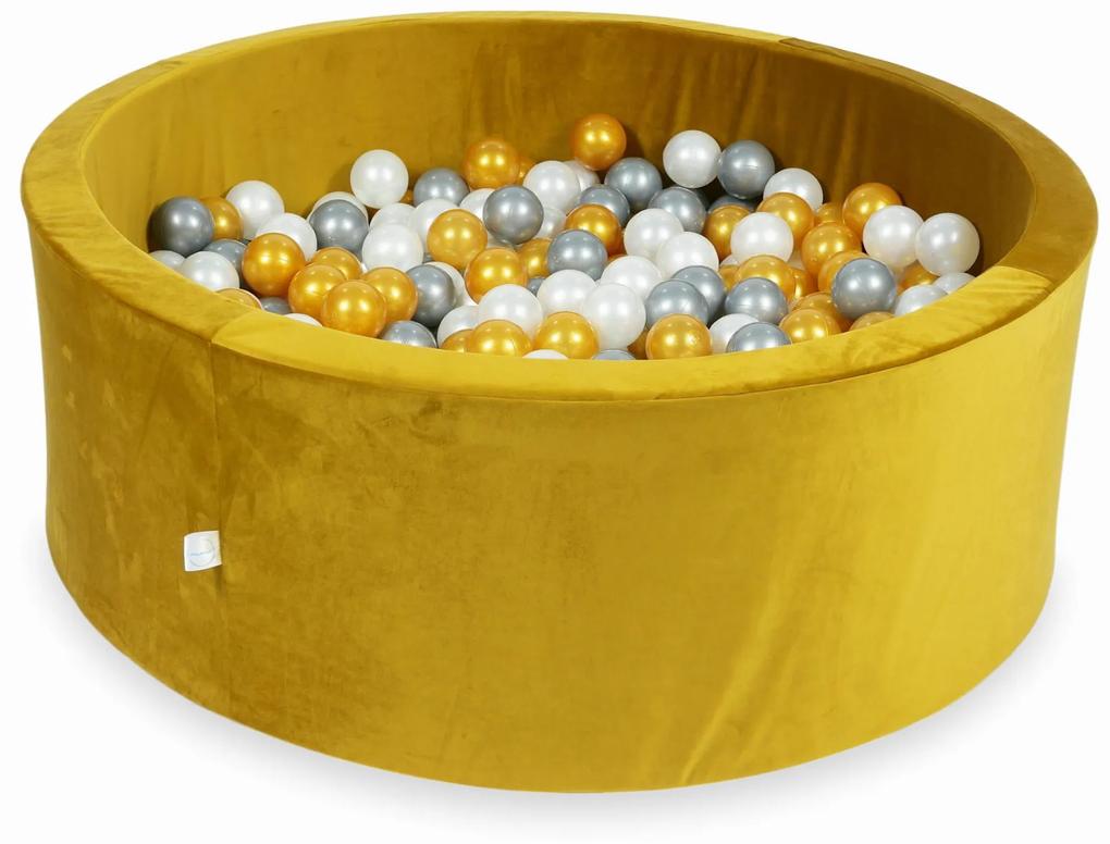 Mimii Suchý bazének + 400 ks kuliček kulatý, samet žlutá Rozměr: 115x40 cm