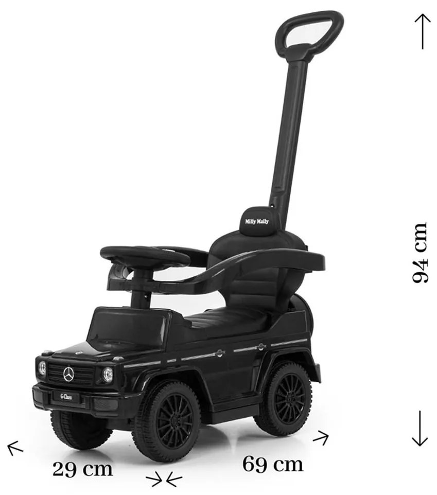 Odrážedlo s vodící tyčí MERCEDES G350d Milly Mally černé