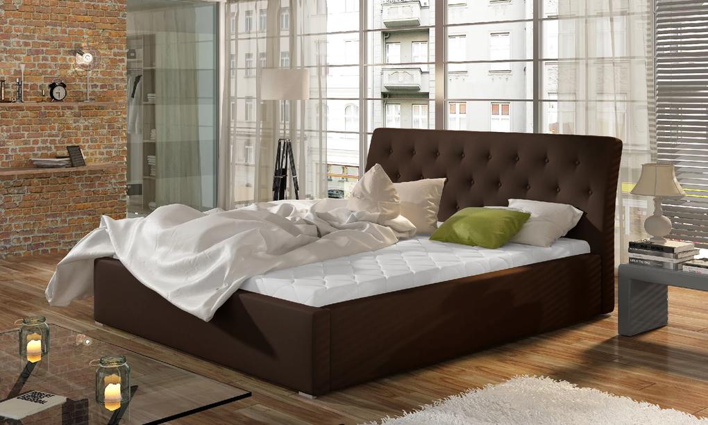 Eltap Čalouněná postel Milano s úložným prostorem Materiál a barva potahu: Soft 66 - tmavě hnědá, Rozměry (cm): 200x200