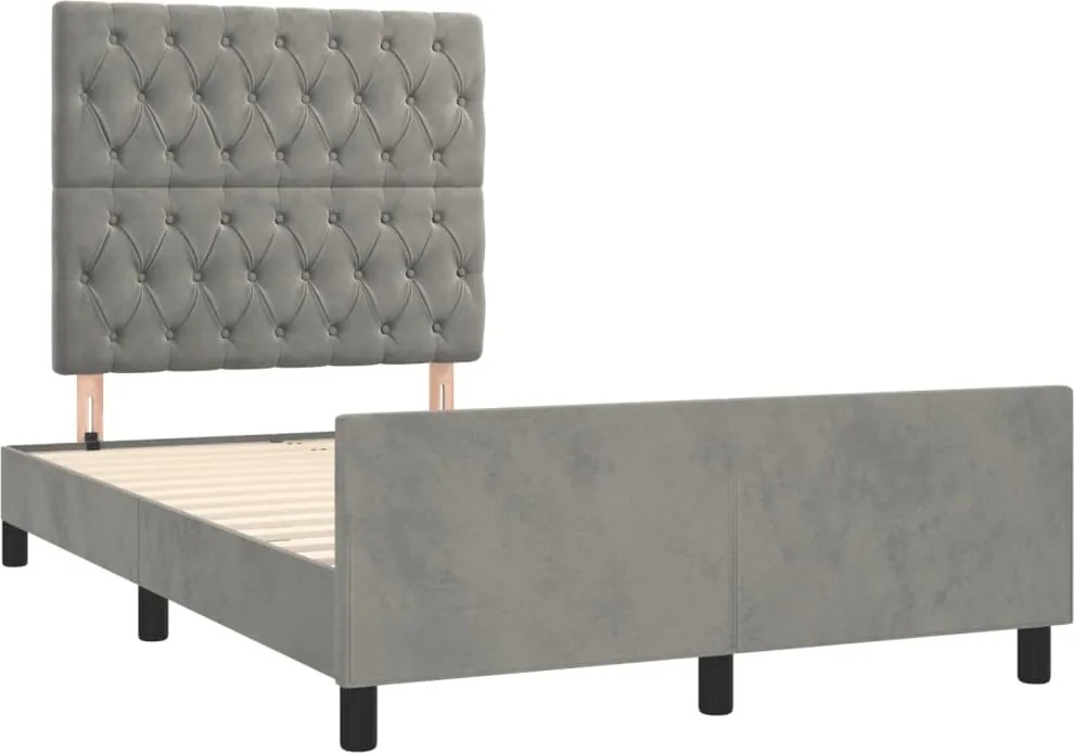 Rám postele bez matrací světle šedá 120x190 cm samet 3270596