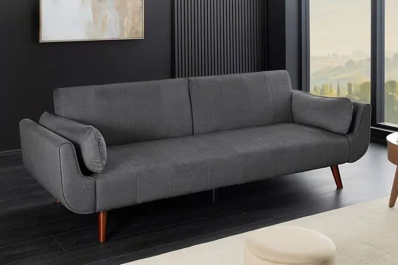Designová rozkládací pohovka Amiyah 220 cm šedý samet
