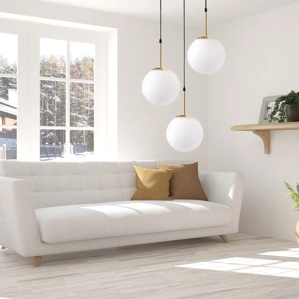 Toolight - Závěsná lampa 3xE27, zlatá-bílá, OSW-08193