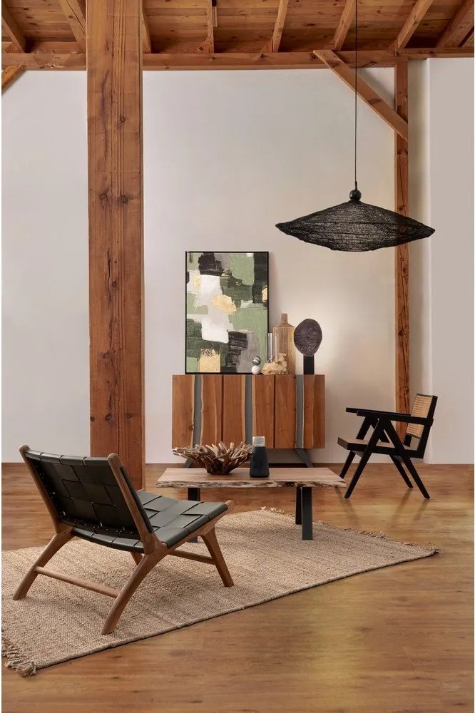 Černý/v přírodní barvě konferenční stolek s deskou z akácie 65x115 cm Aron – Bizzotto