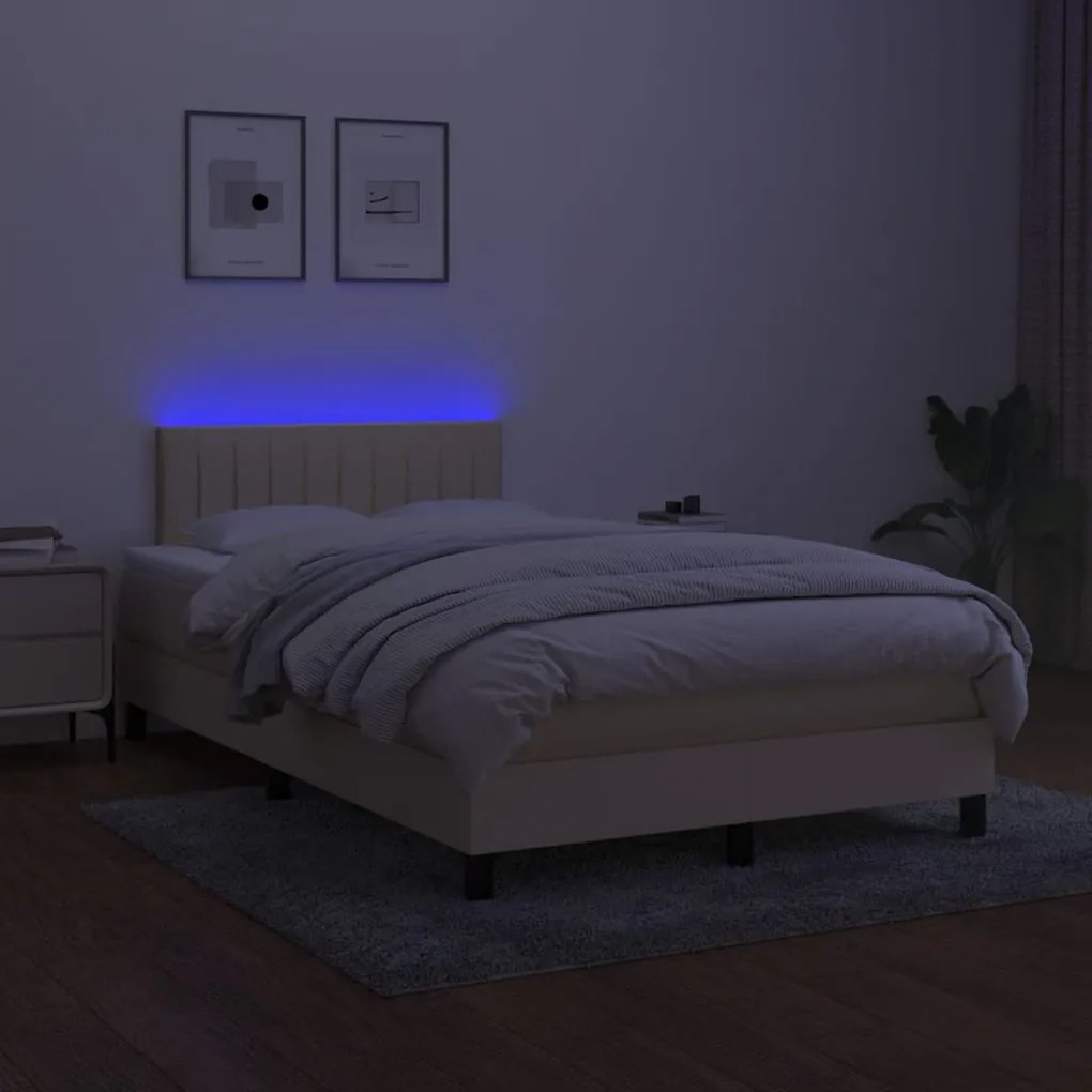 Box spring postel s matrací a LED krémová 120x190 cm textil 3270058