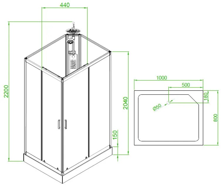 BPS-koupelny Hydromasážní box HYD-AL100 levý, 100x80 cm