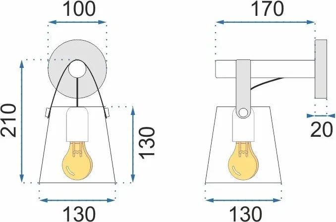 Toolight - Kovová nástěnná lampa na pásku APP468-1W, šedá, OSW-00903
