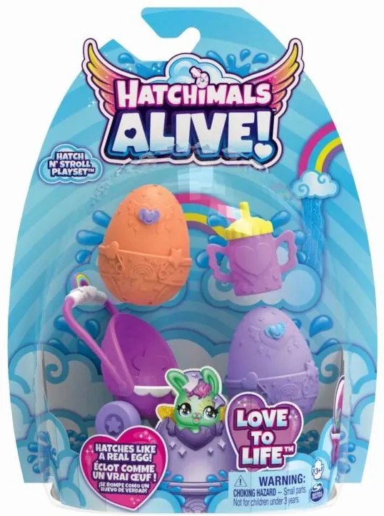 Set figurek a příslušenství hatchimals hrací set s kočárkem pro zvířátka
