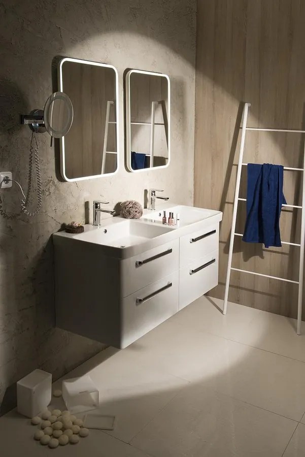 Sapho, FLOAT LED podsvícené zaoblené zrcadlo v rámu 600x800mm, bílá, 22572
