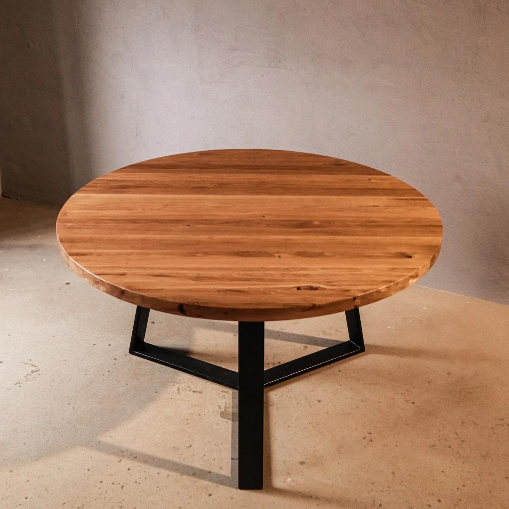 Wudboys Jídelní stůl ROUND Barva kovu: Černá, Dřevo: Dub, Rozměr: Průměr 100 cm, moderní skandinávský styl