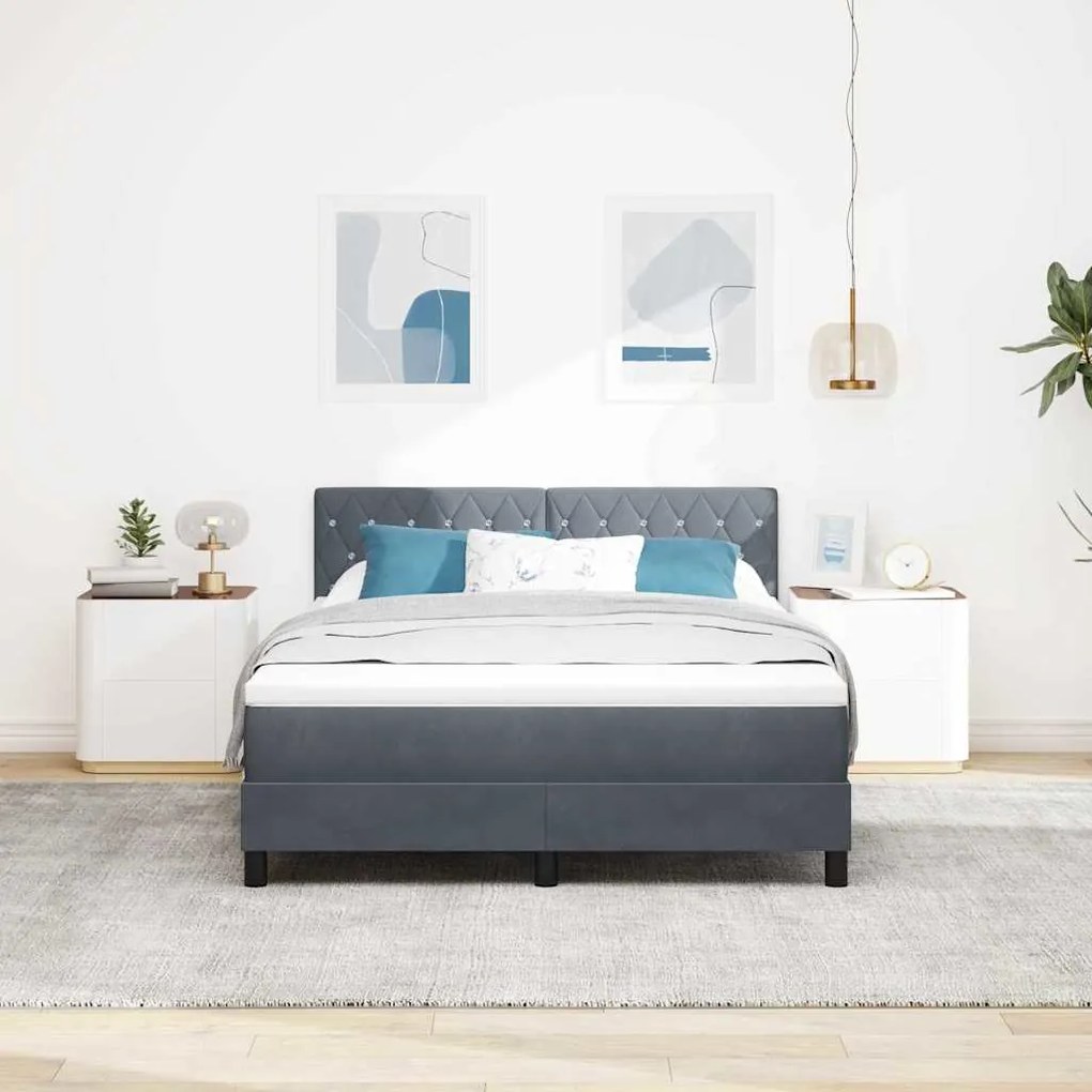Postel s boxspringem s matrací Tmavě šedá 140 x 190 cm samet 3339105