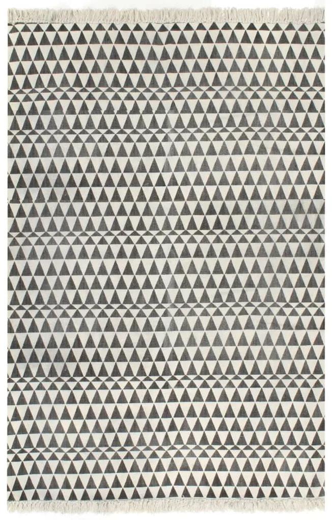 246550 vidaXL Koberec Kilim se vzorem bavlněný 160 x 230 cm černobílý