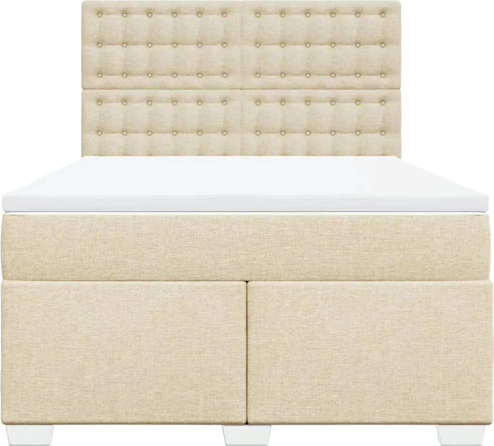 Box spring postel s matrací krémová 160x200 cm textil 3290558