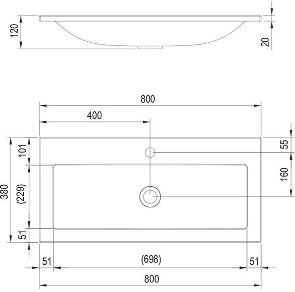 Ravak Clear Umyvadlo 80x38 cm, XJJ01180000