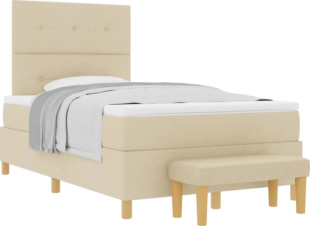 Postel s boxspringem s čelo Krémová 190 x 120 cm textil 3344287