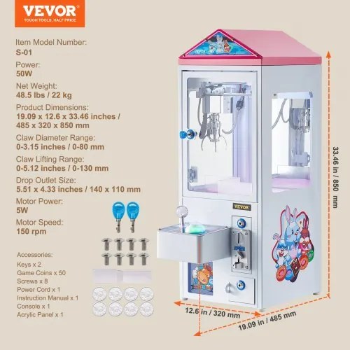 Arkádová hra Claw Crane Stroj Mini Candy Prize Grabber Catcher