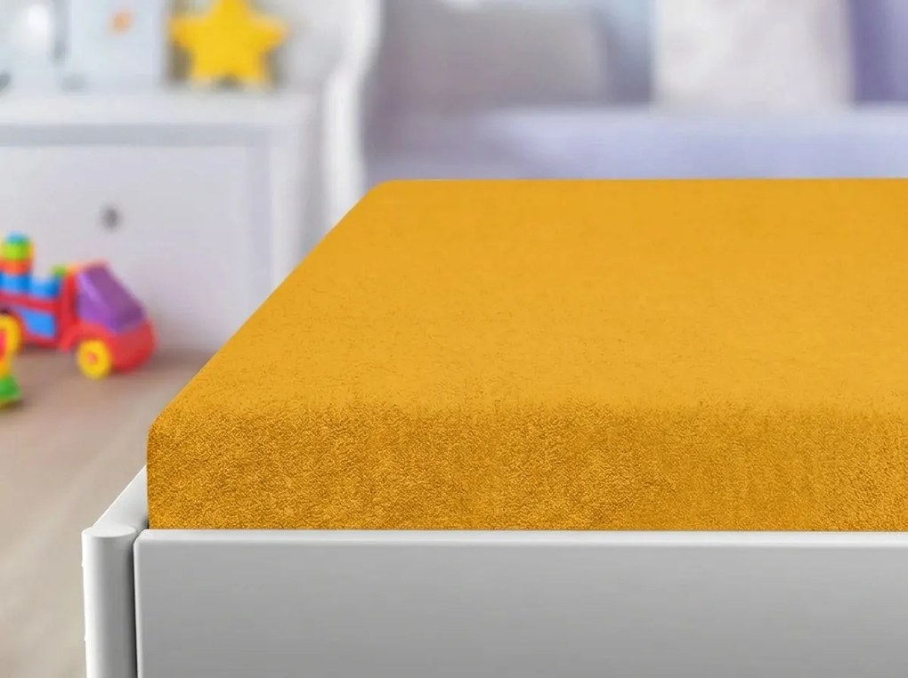 Froté prostěradlo do dětské postýlky PREMIUM 60x120 cm žlutooranžové