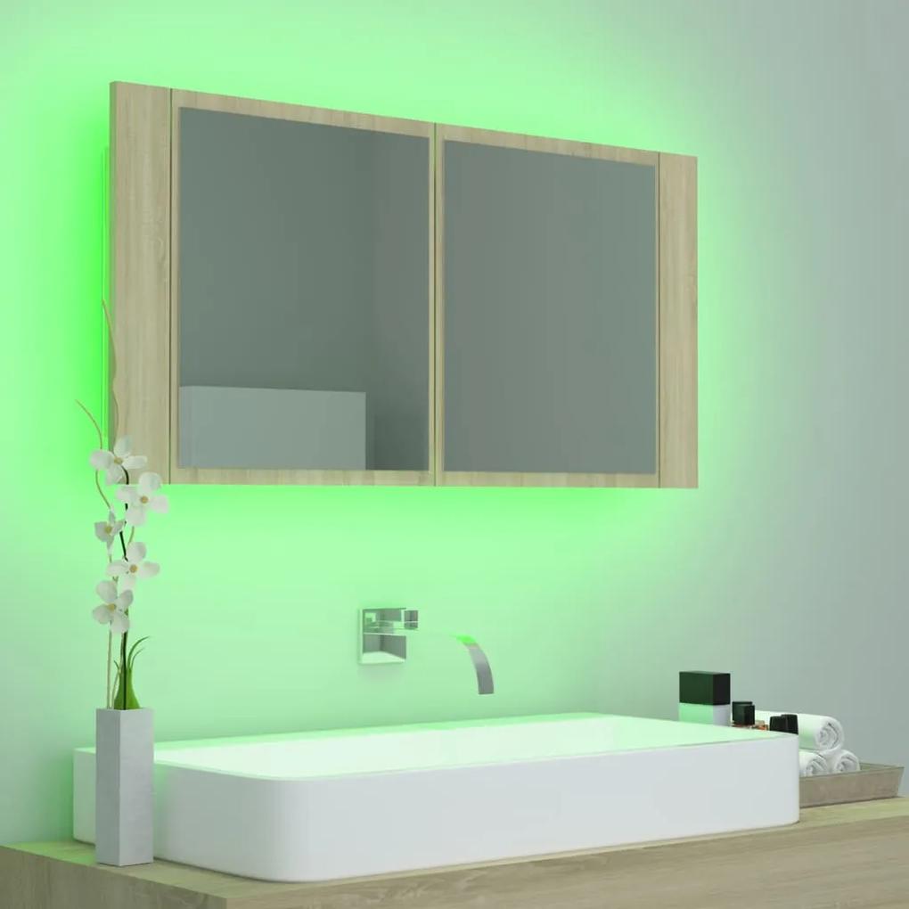 LED koupelnové zrcadlo dub sonoma 90 x 12 x 45 cm akrylové - Default Title