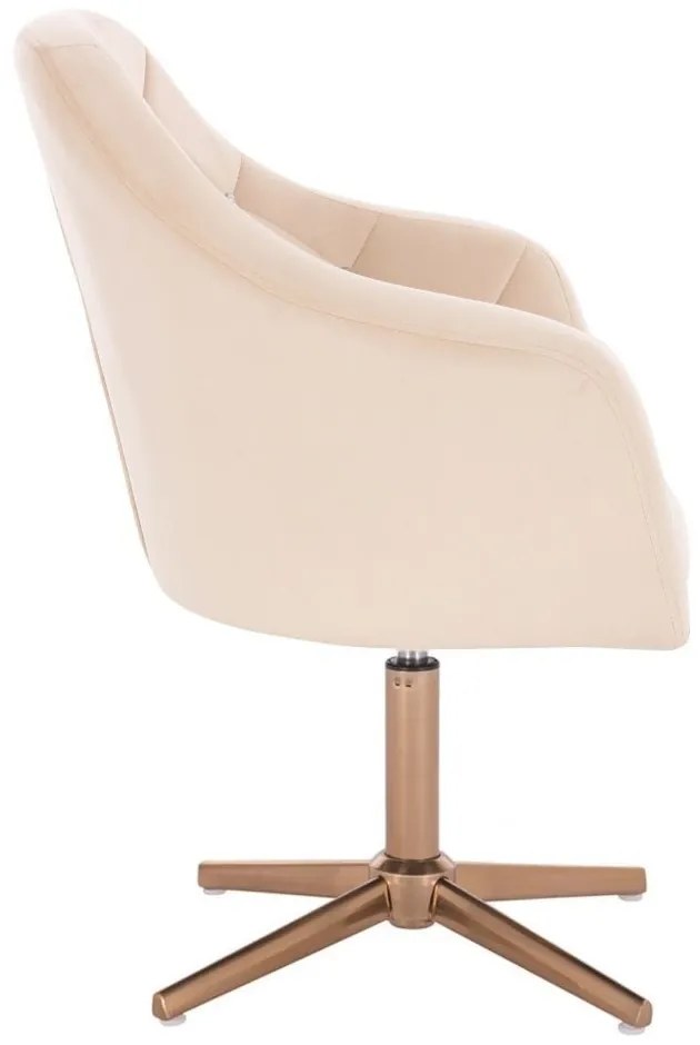 LuxuryForm DESIGN Otočné křeslo ROMA VELUR na zlatém kříži - krémové