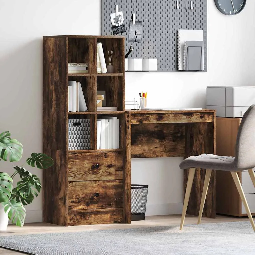 Stůl s úložným prostorem 2 pcs Kouřový dub 70 x 40 x 76 cm Hnědá 3337309