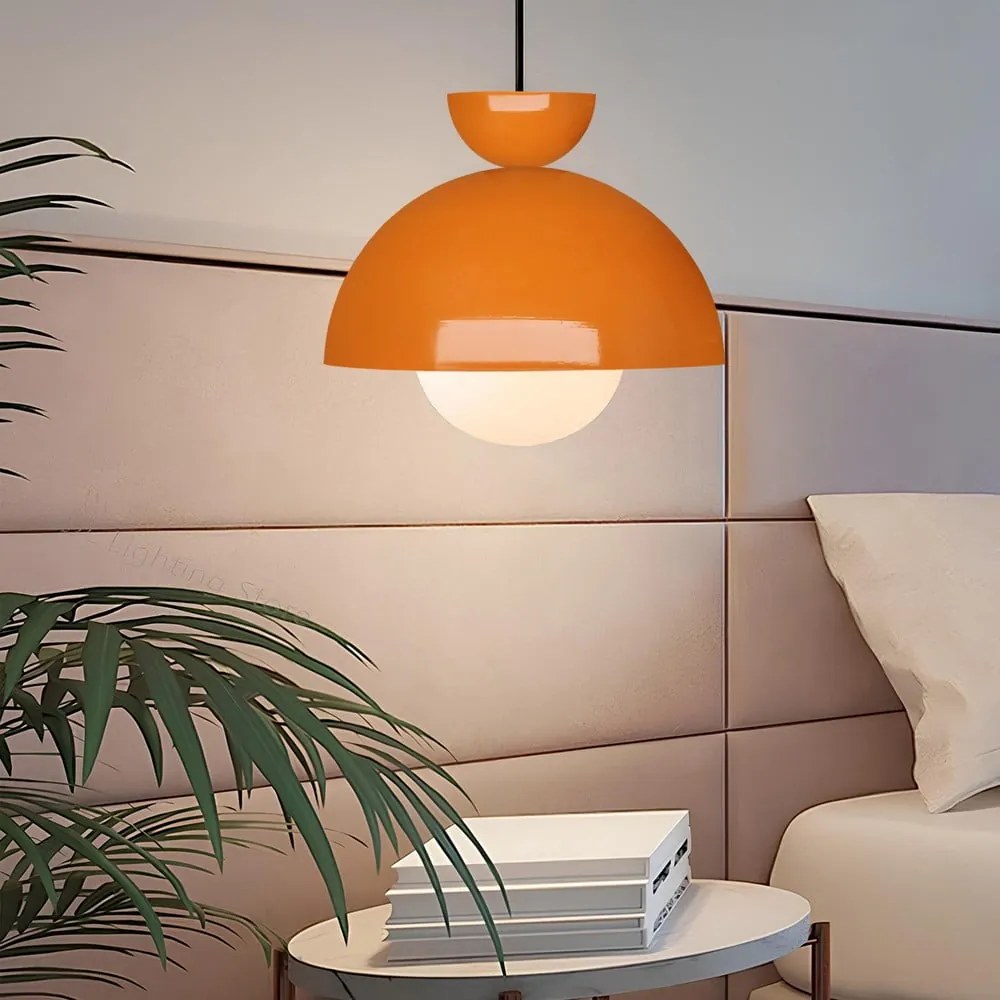 Oranžové závěsné svítidlo s kovovým stínidlem ø 25 cm Arta – Opviq lights