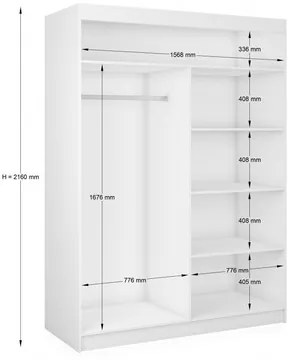 Kvalitní Šatní Skříň Tanna 160 cm Bílá/černá