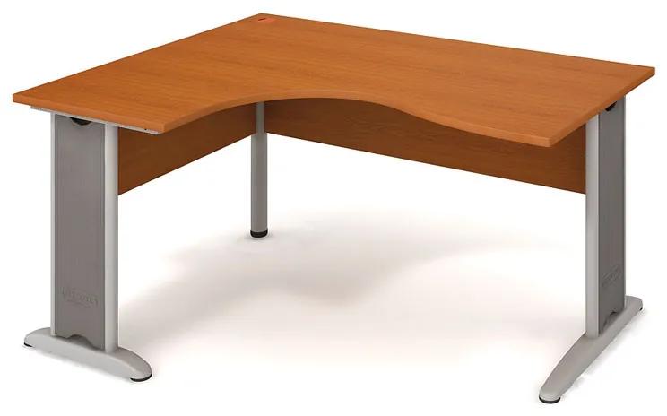 HOBIS Rohový ergonomický kancelářský psací stůl SELECT, kovové nohy, 1600 x 1200 mm, pravý, třešeň