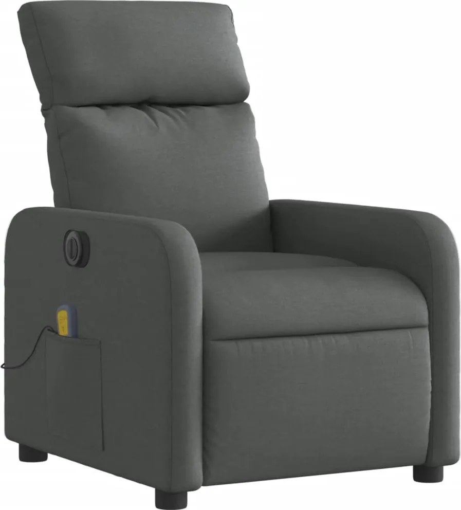 Elektrické masážní polohovací křeslo tmavě šedé textil 3206691