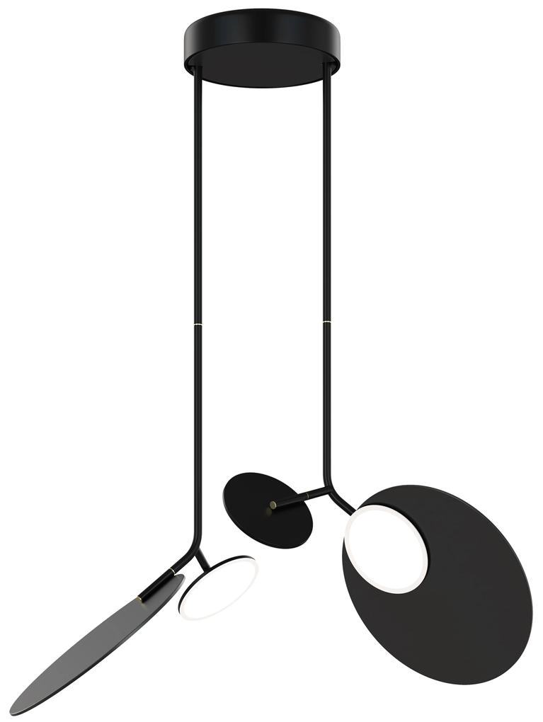 Závěsná lampa Ballon dvojitá, více variant - TUNTO Model: černý rám a baldachýn, panel a baldachýn - černá překližka